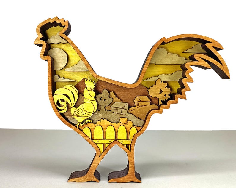 3D Rooster, Chicken SVG, Laser Cut, Rooster for CNC, Chicken Cutting ...