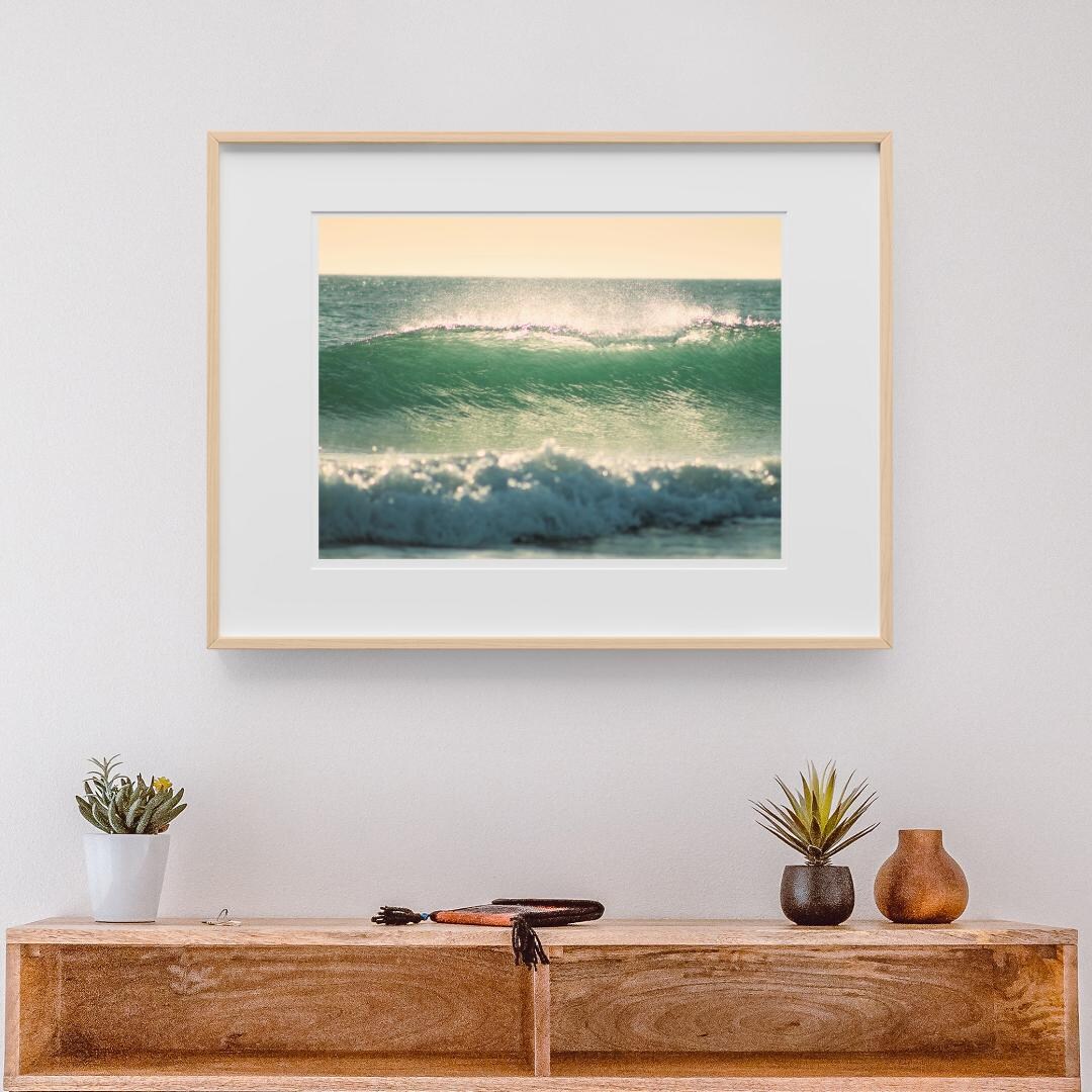 Green Wave Poster, Wall Art Decor Print, Magazine, Wallpaper, Surf ...