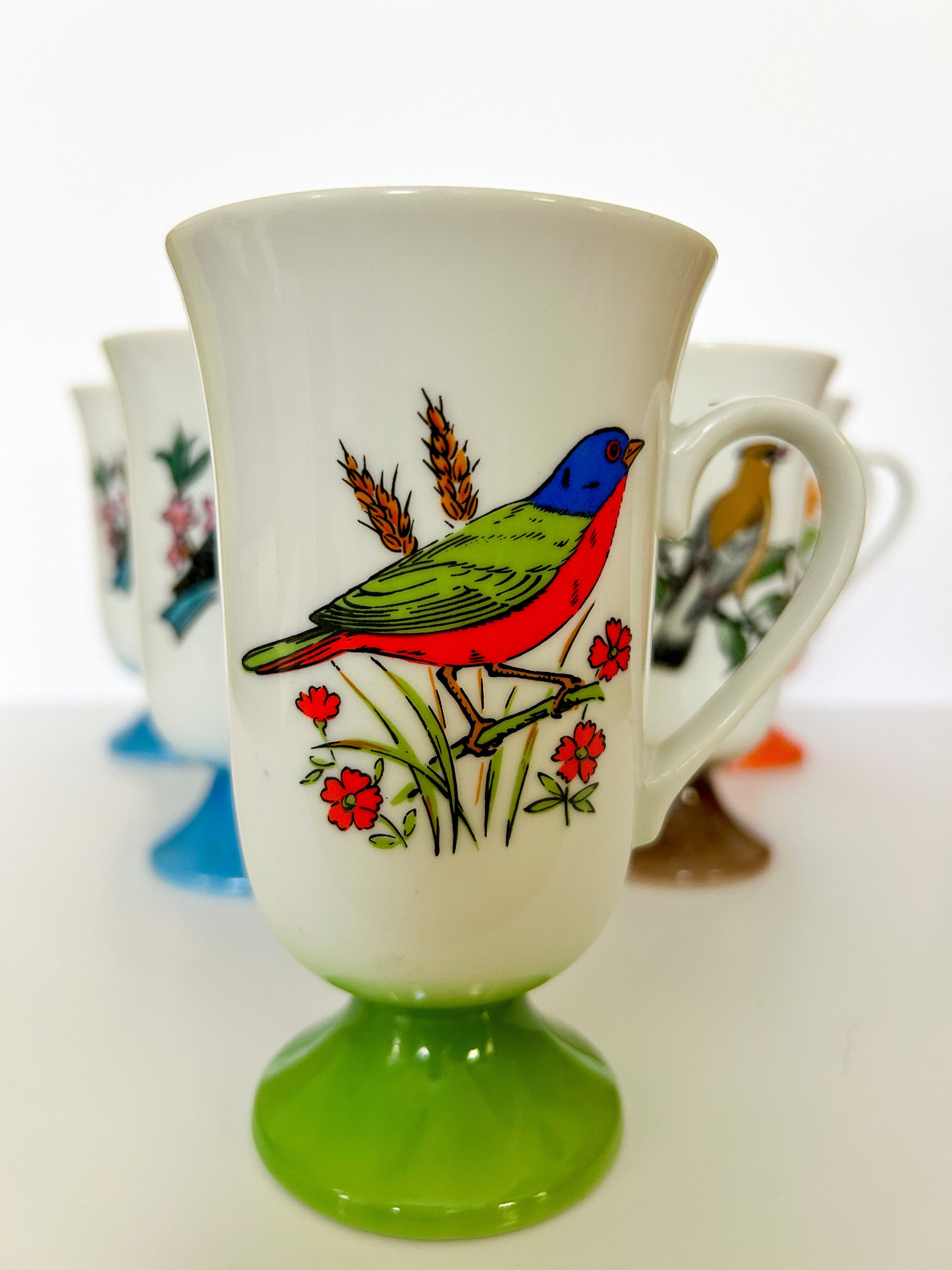 Vintage 1960's Fred Roberts Bird Pedestal Irish Coffee Mug Cup Set of 6 ...