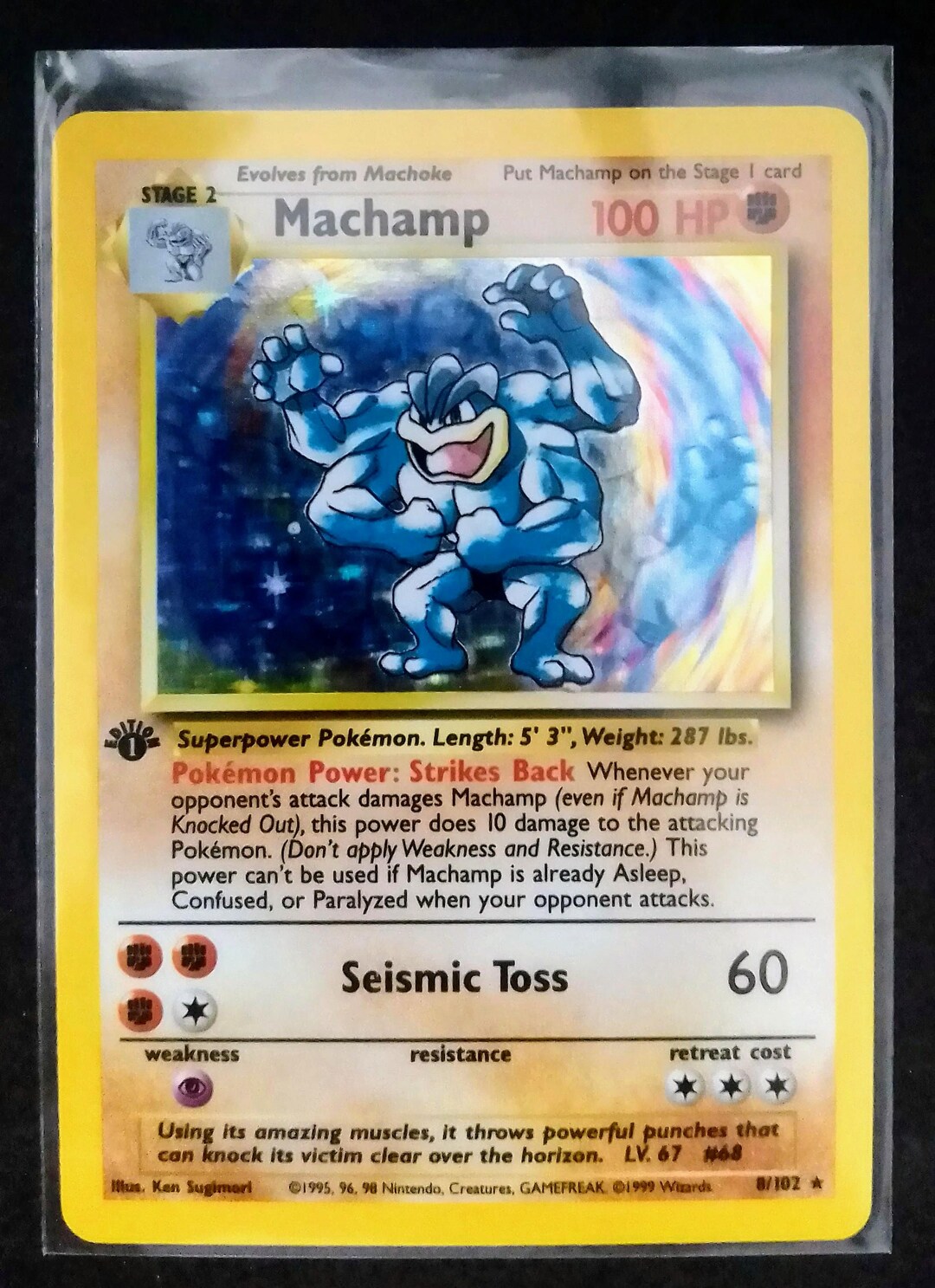 Pokemon Card 1st Edition Machamp Holo Rare 8/102 Base Set - Etsy
