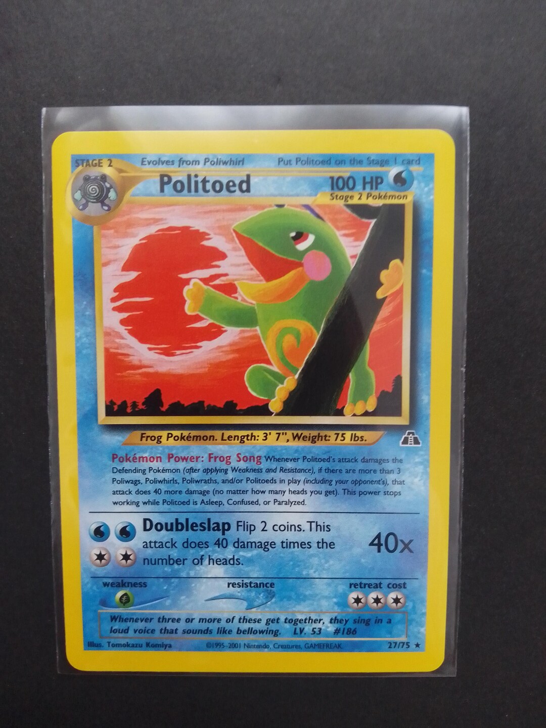 Pokemon Card Politoed Non-holo Rare 27/75 Unlimited Neo Discovery Set ...