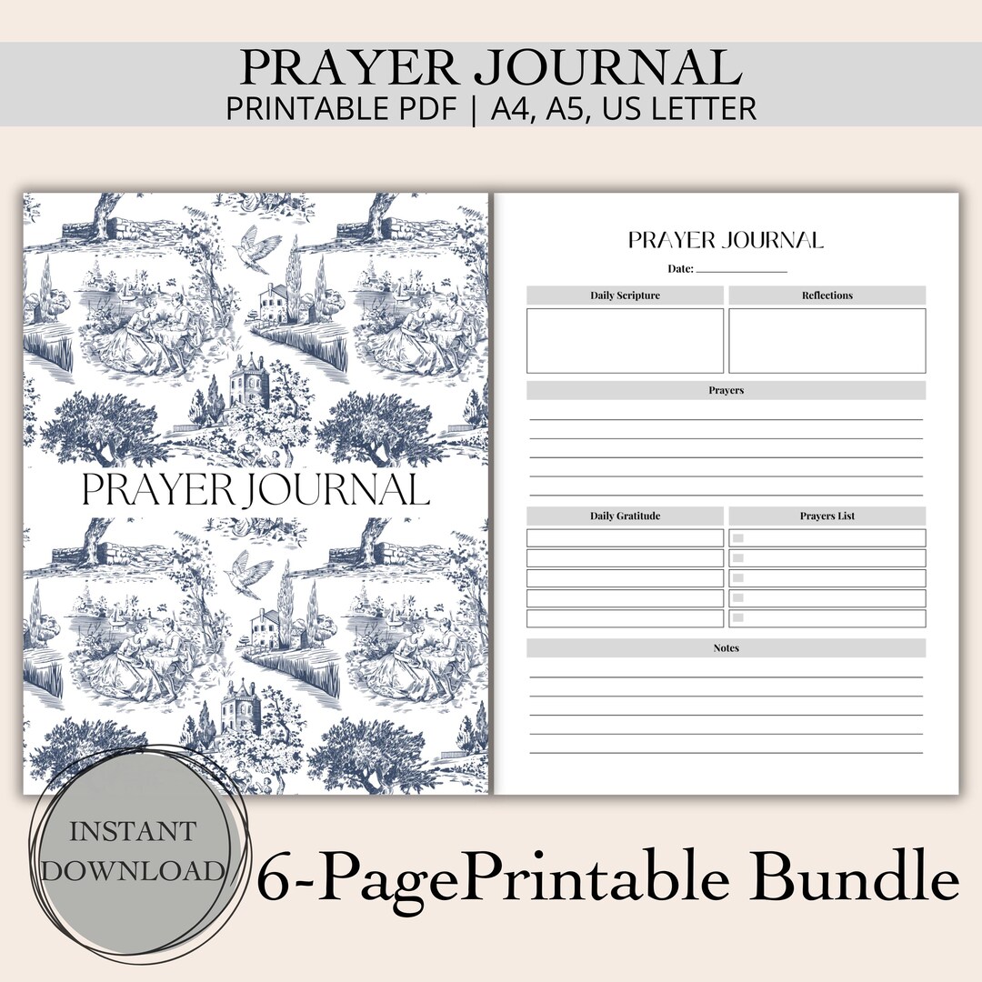 Prayer Journal Printable Daily Bible Study Digital Planner A.C.T.S ...