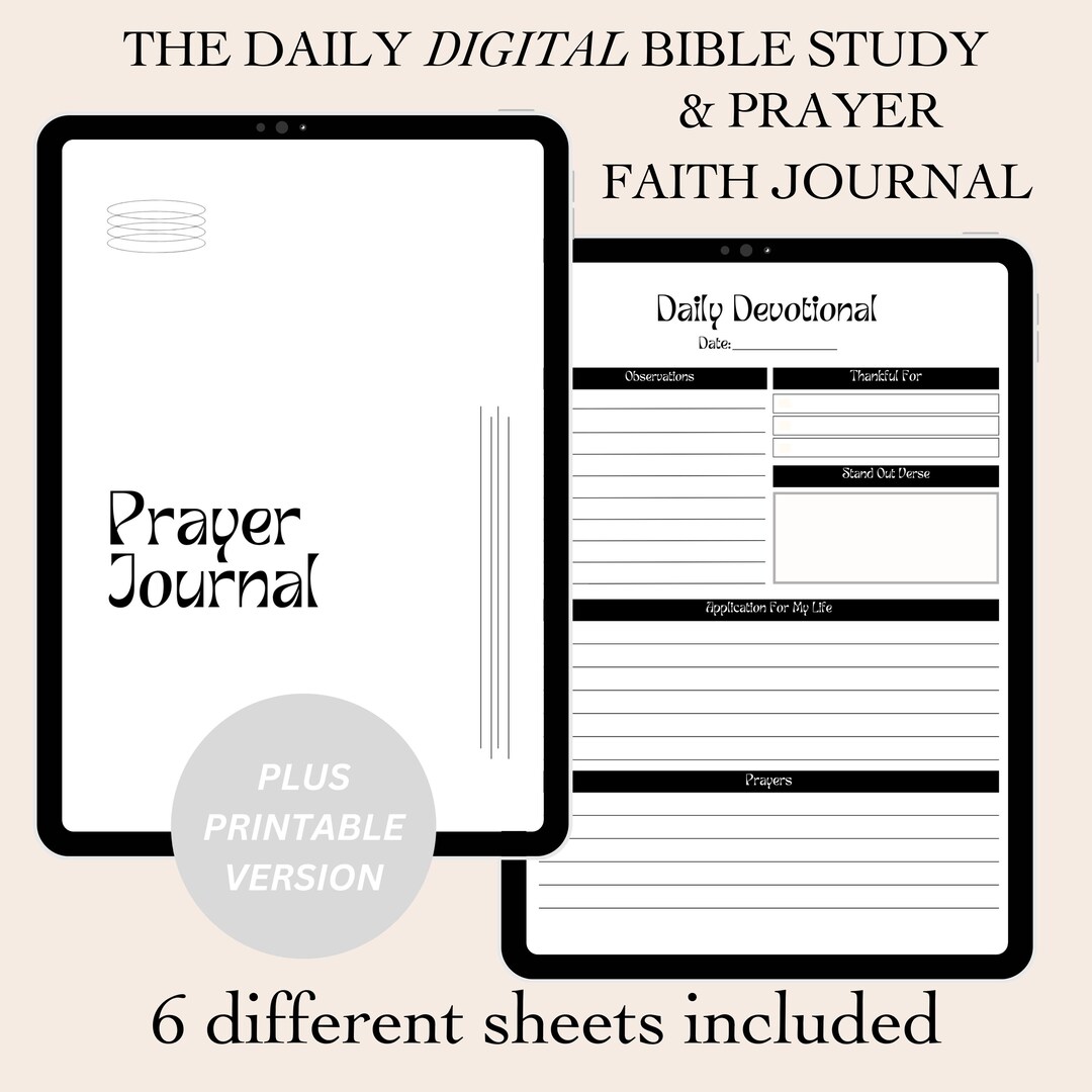 Bible Study Template Digital Christian Planner Faith Journal PDF Prayer ...