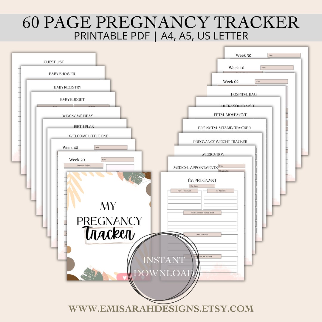 Printable Pregnancy Tracker: New Mom Journal, Baby Shower List (PDF) - Etsy