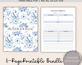 Snowflake Prayer Journal Printable Daily Bible Study Digital Planner ...