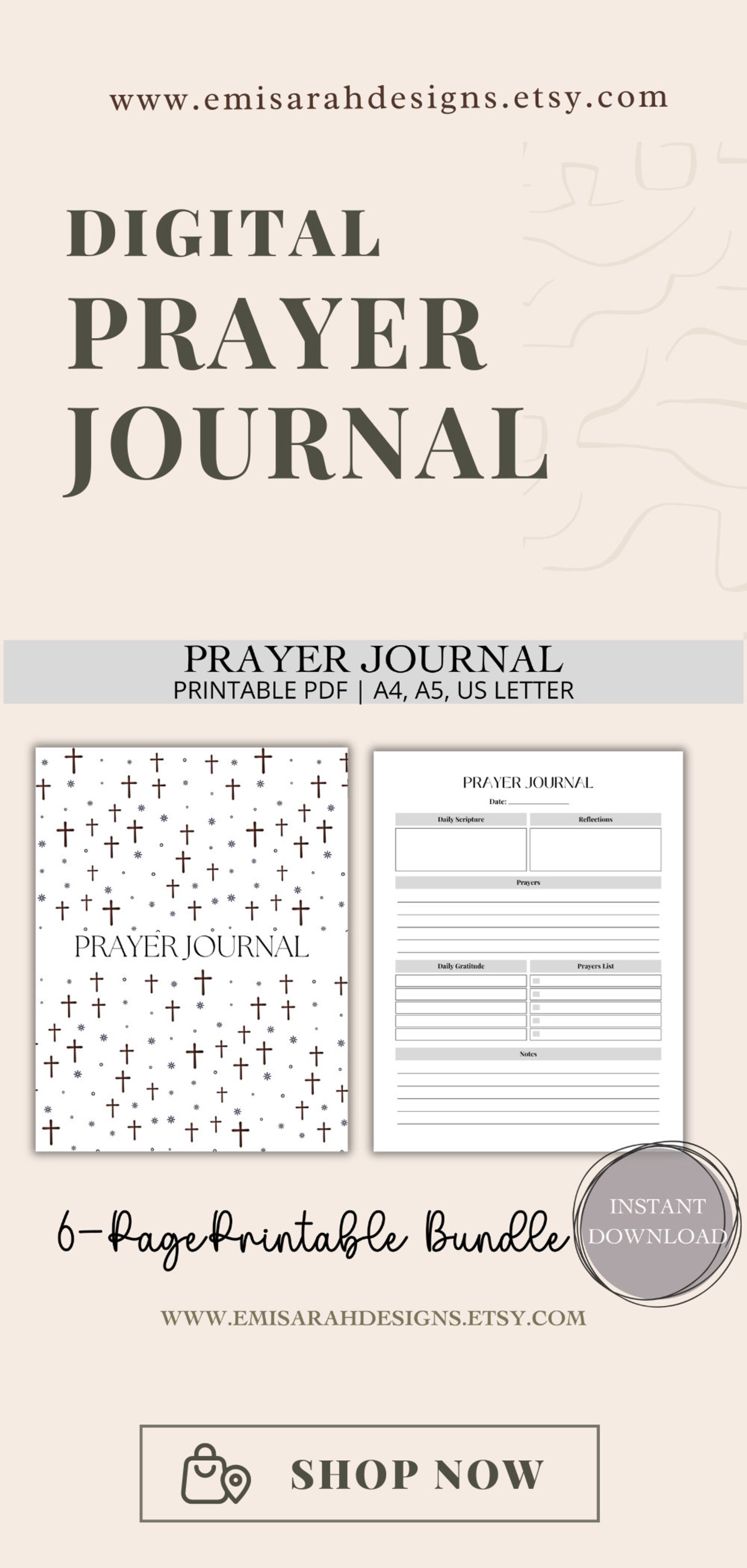 Christian Prayer Journal Printable Daily Bible Study Digital Planner ...