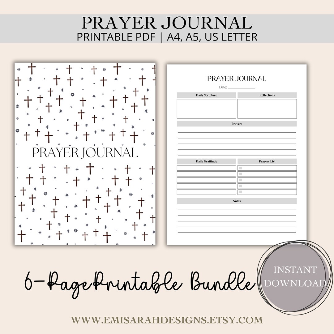 Christian Prayer Journal Printable Daily Bible Study Digital Planner ...