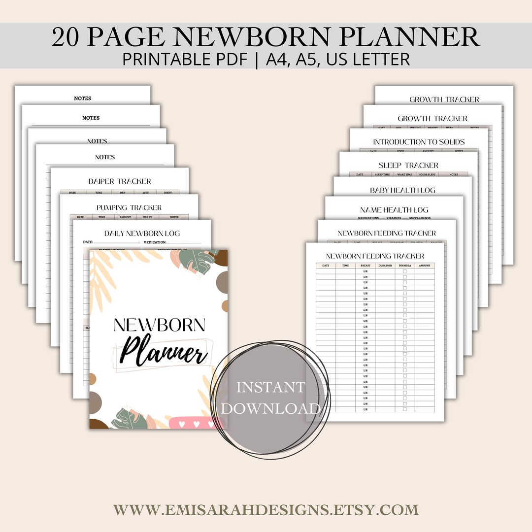 Digital Printable Newborn Planner Print at Home Journal Mom to Be Gift ...
