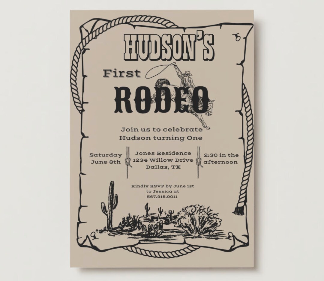 Baby's First Rodeo Invitation Template - Etsy