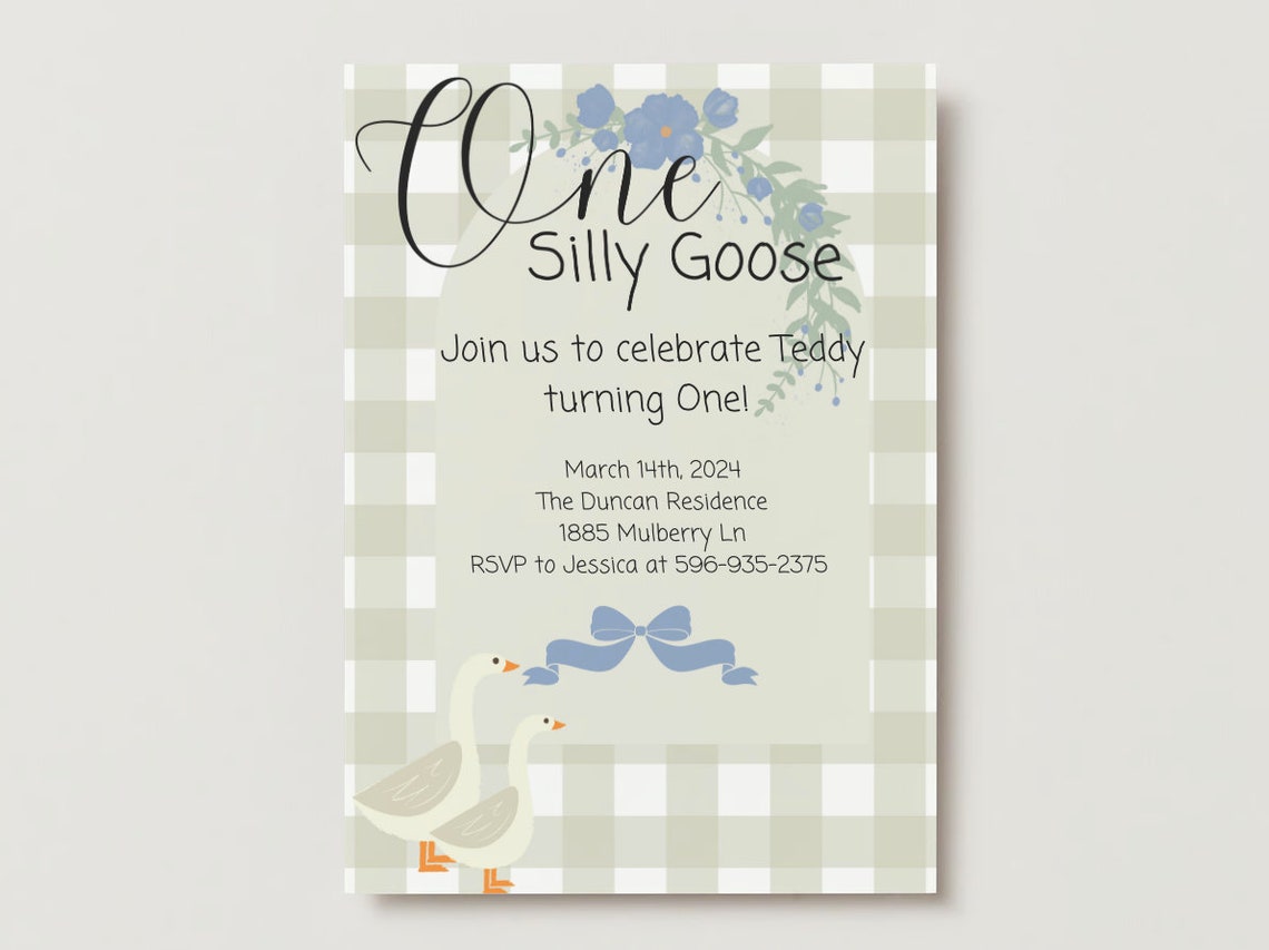 One Silly Goose Invitation Template - Etsy