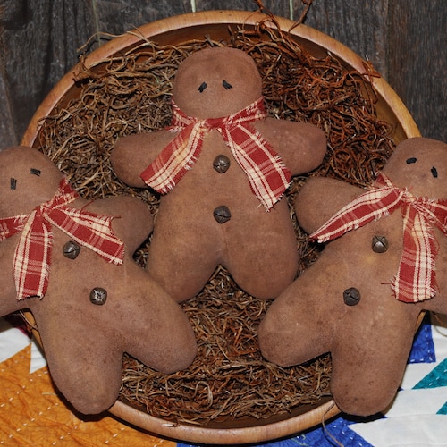 Handmade Primitive Gingerbread Men Ornies Tucks Bowl - Etsy
