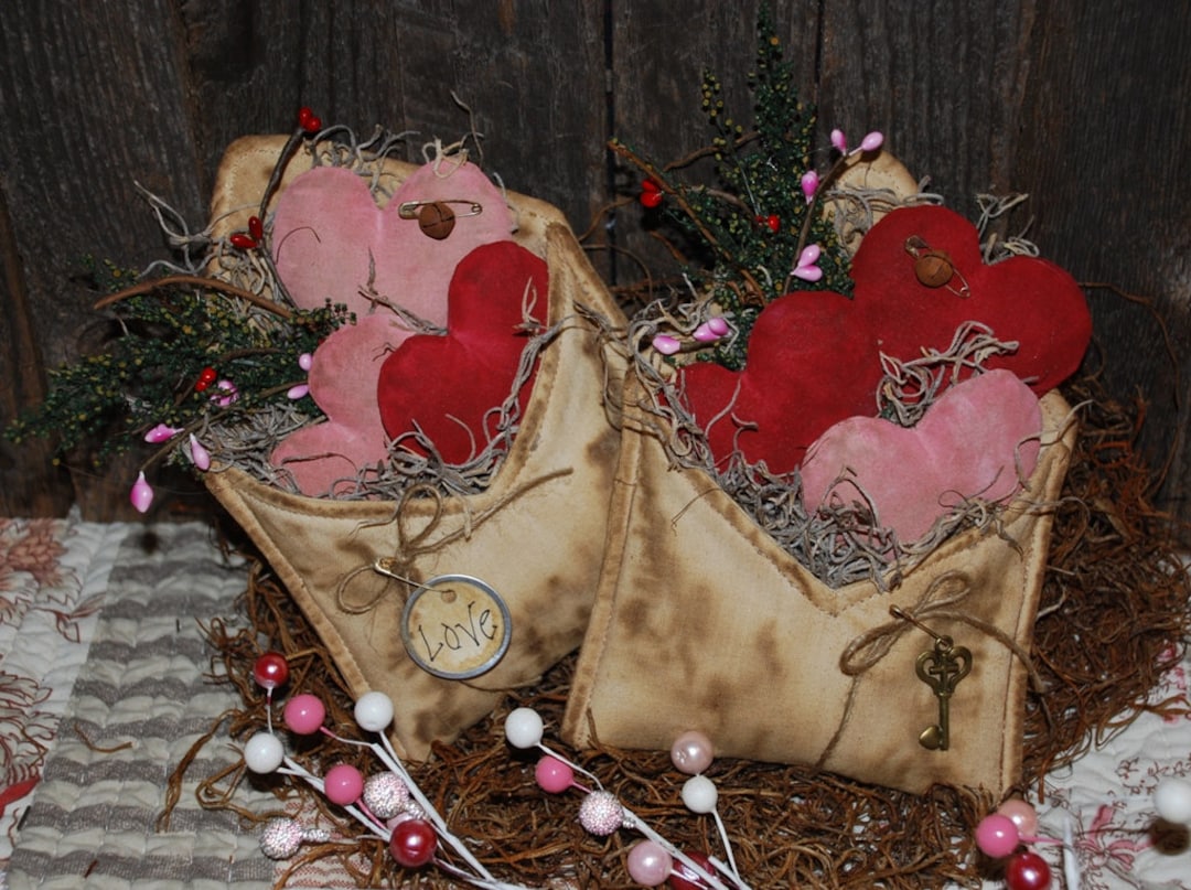 Primitive Valentine Heart & Envelope Tucks Pattern (digital Download ...