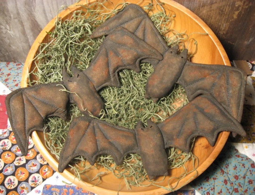 Primitive Digital Pattern EPATTERN Folk Art Primitive Halloween Bats ...