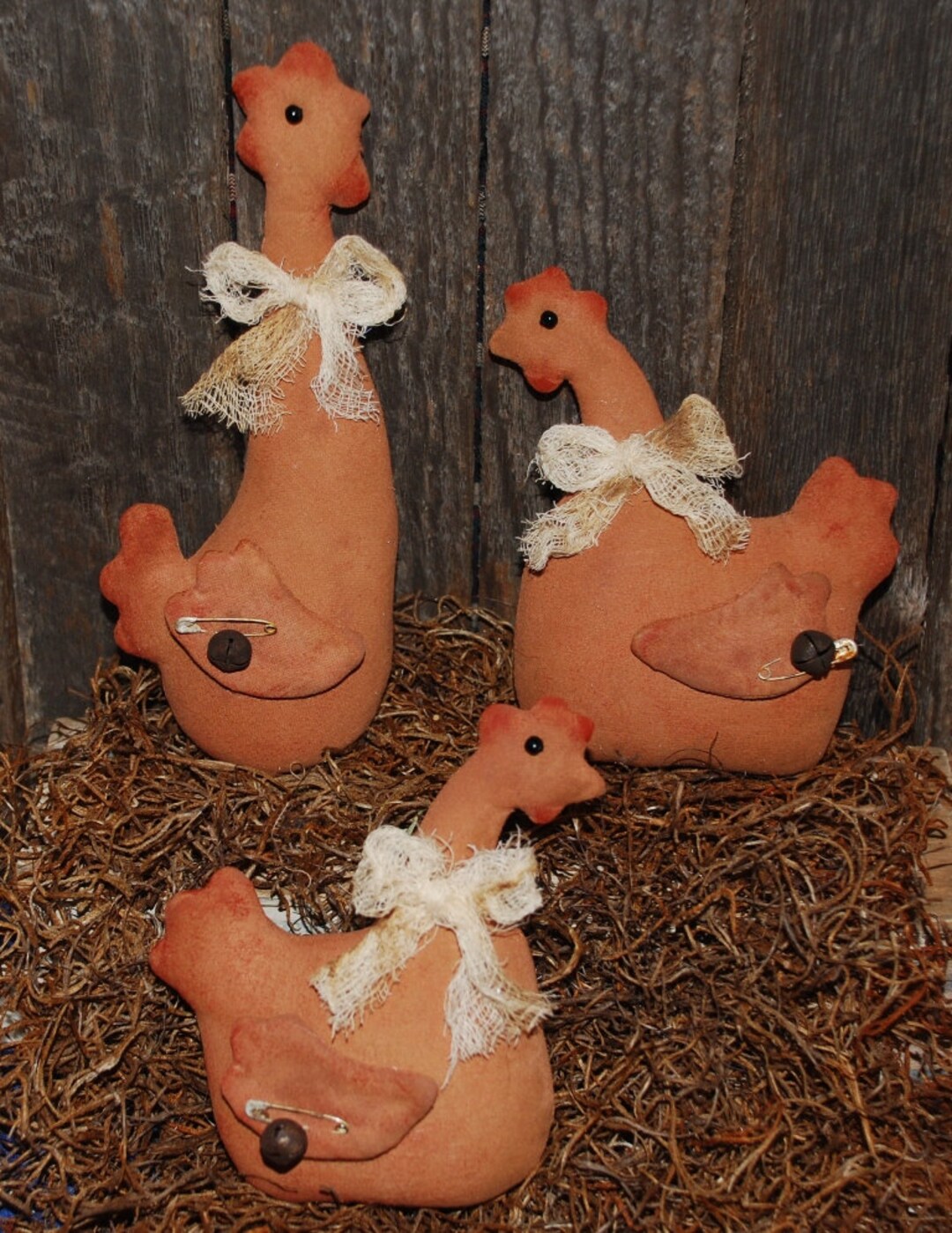 Primitive Red Hen Tucks PATTERN Folk Art Ornies Bowl Fillers (digital ...