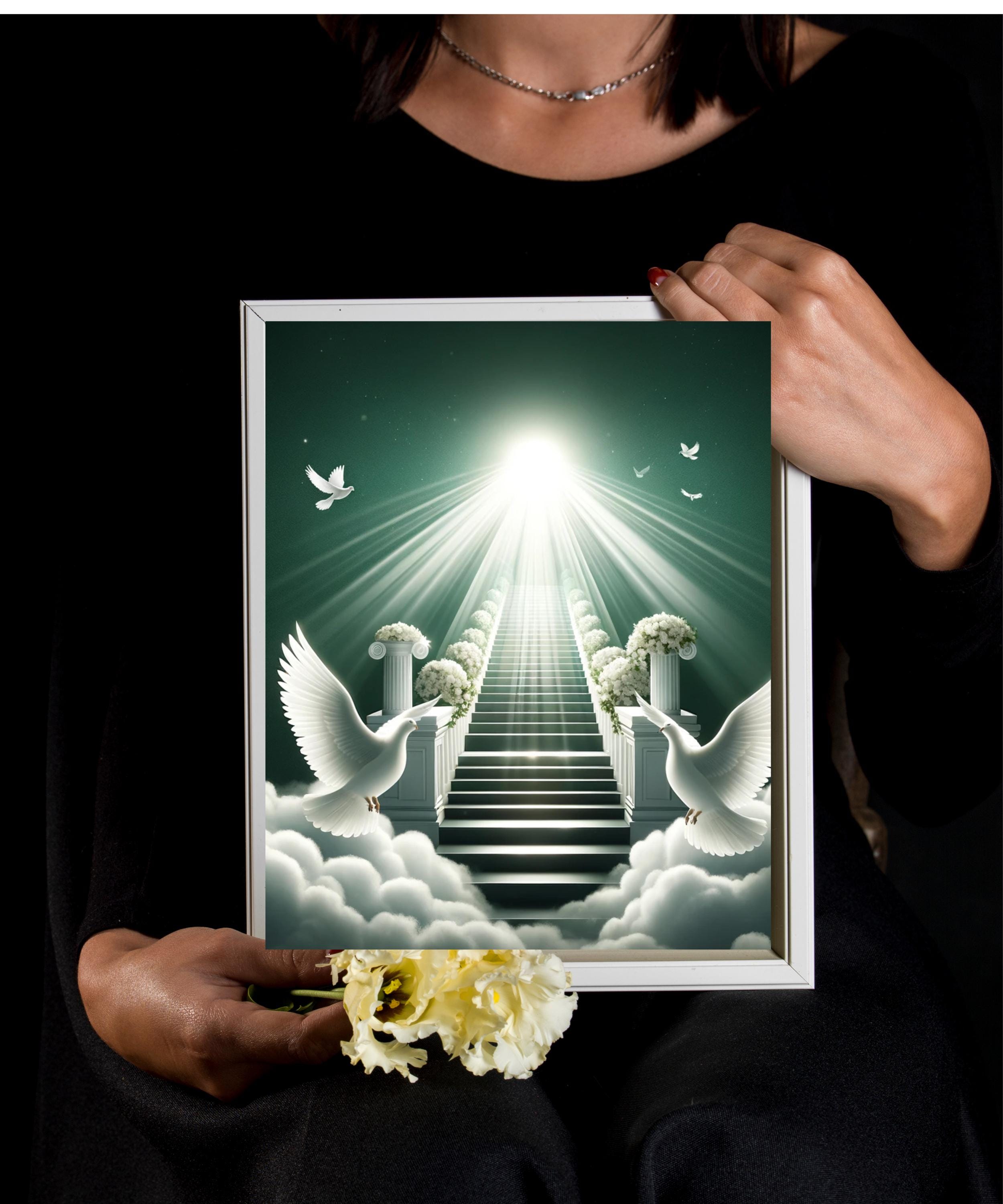 White Stairs Memorial Background PNG (non Editable) - Etsy