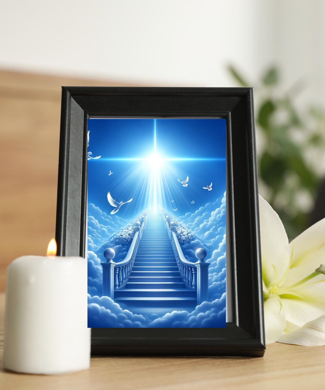Blue Stairs Memorial Background PNG (non Editable) - Etsy
