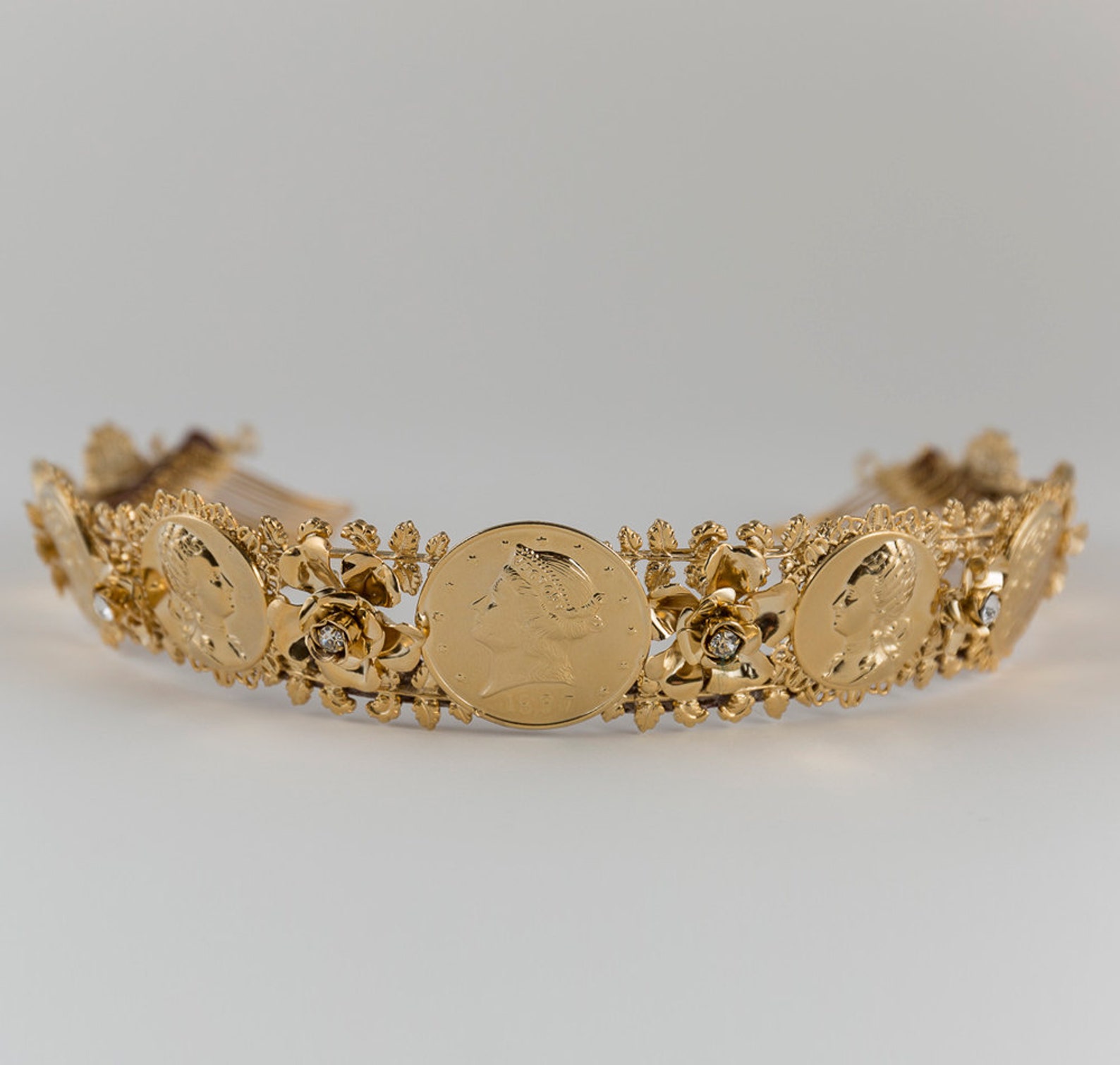 Roman Coin Gilded Diadem Wedding Crown Style Europa No. 2151 - Etsy