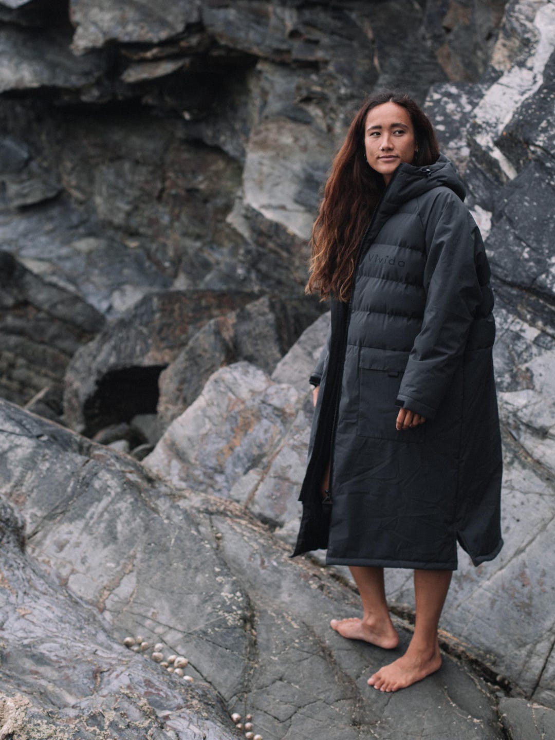 Luxury Puffer Changing Robe Rain Coat - Black | Waterproof, Recycled ...