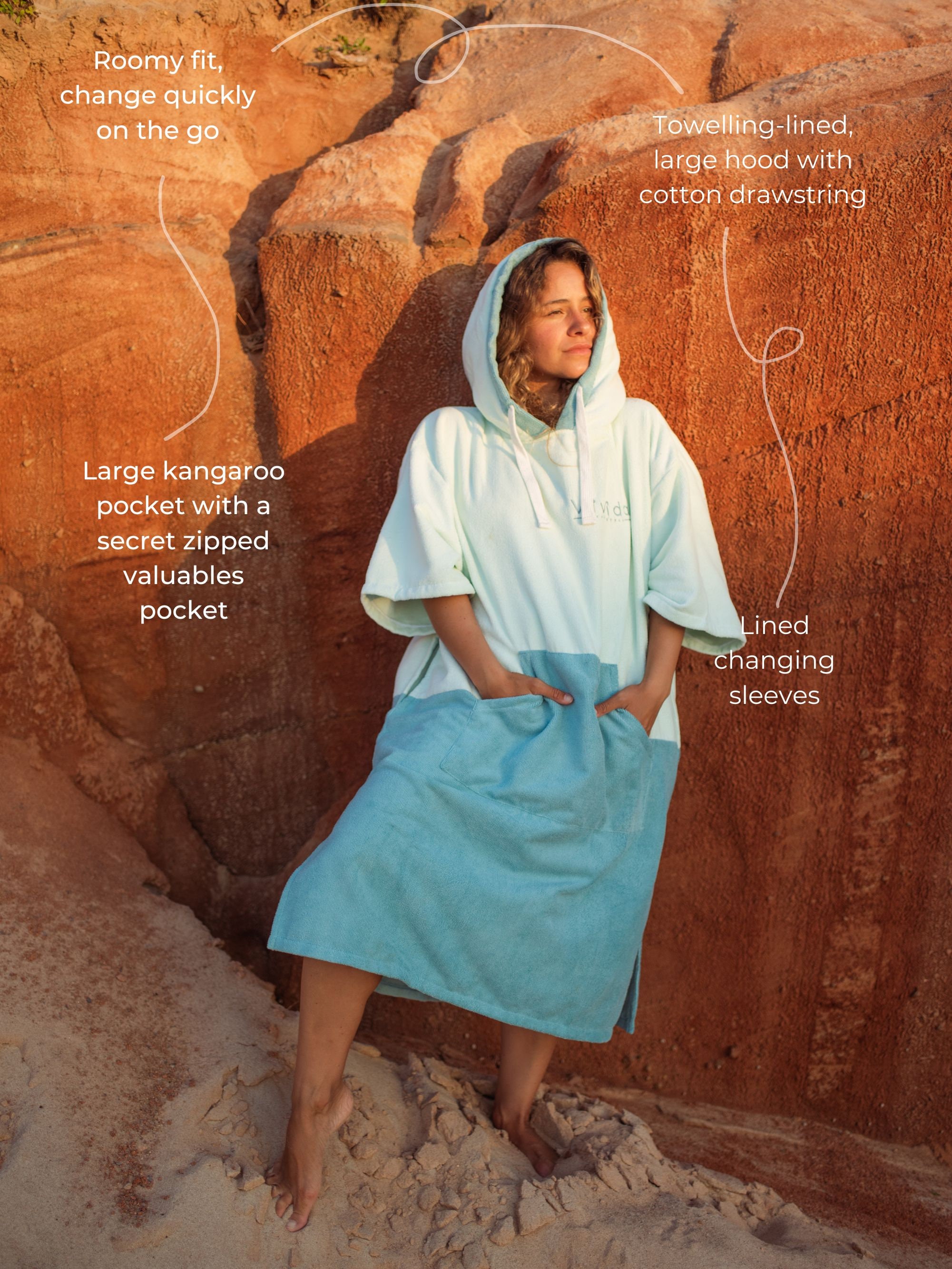 Changing Towel Hoody | Green & Teal Adult Poncho Towel Made for Surfing ...