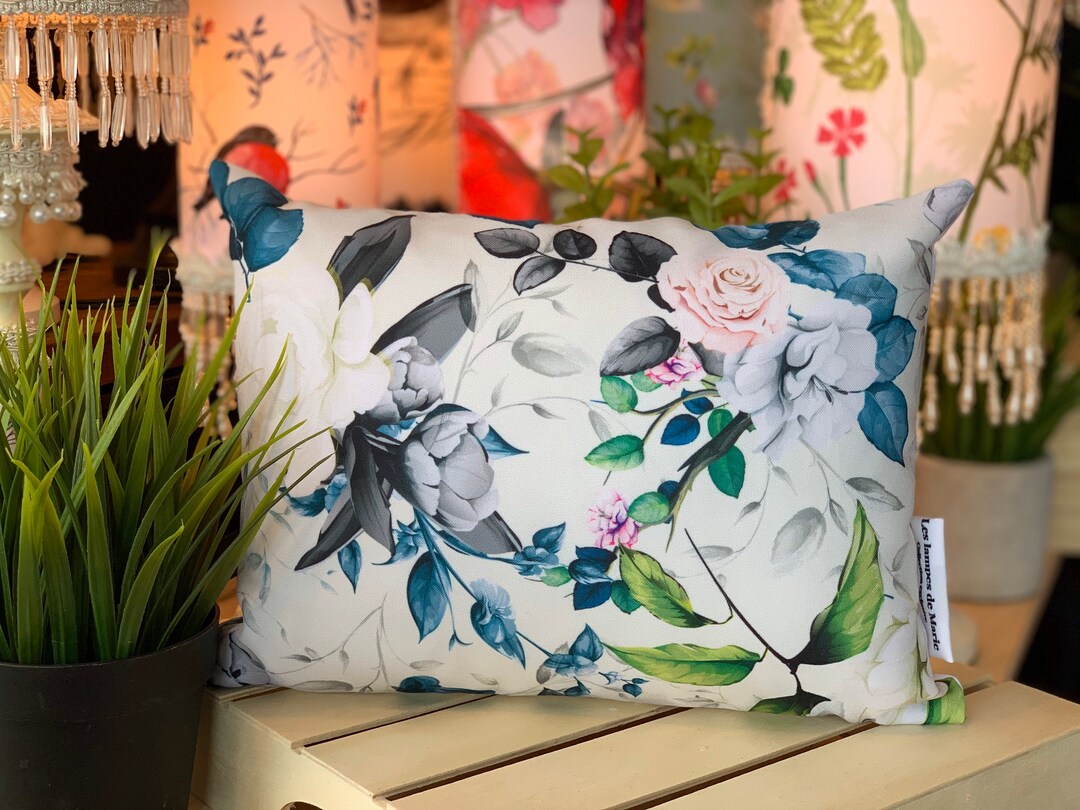 Blue Cushion Blue Watercolor Cushion Blue Floral Cushion Blue Flower ...