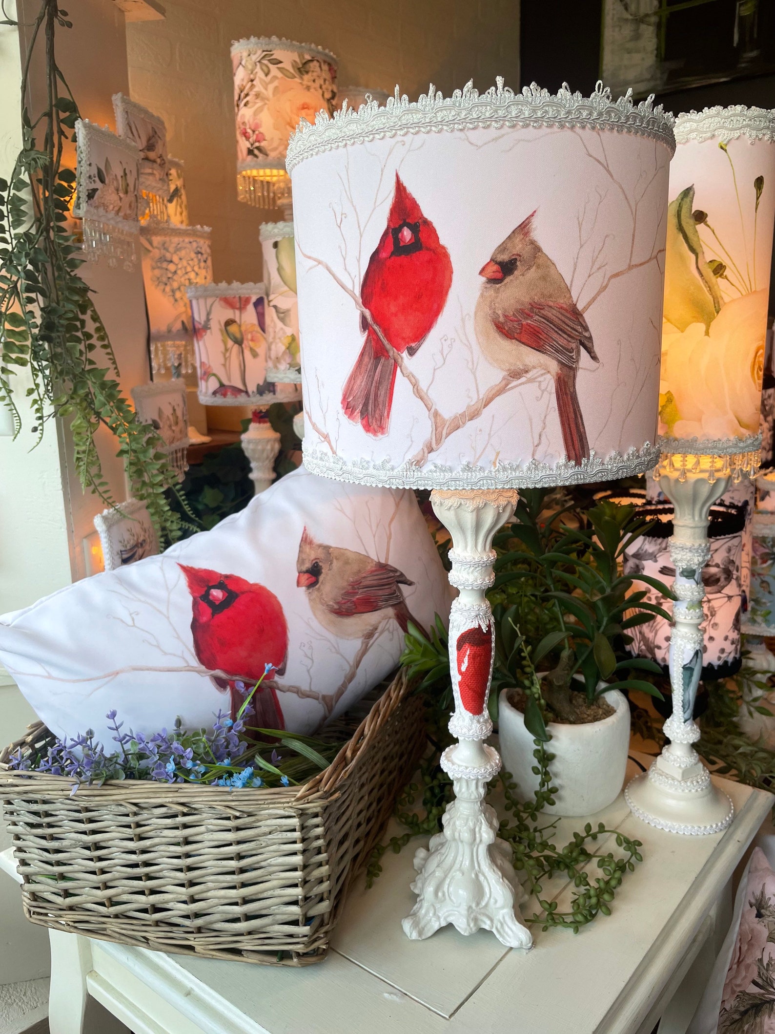 Bird Lamp Red Cardinals Birds Lamp Birds Lamp Bedside Lamp Table Lamp ...