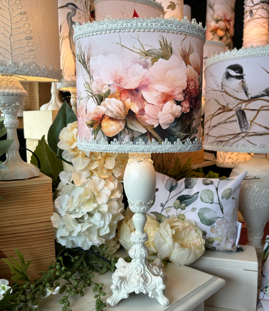 Peony Flower Lamp, Pink Flower, Handmade Lamp With Pink Flowers, Peony ...