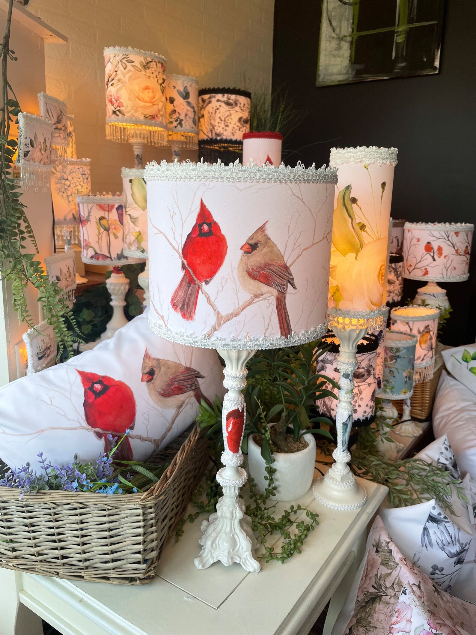 Bird Lamp Red Cardinals Birds Lamp Birds Lamp Bedside Lamp Table Lamp ...