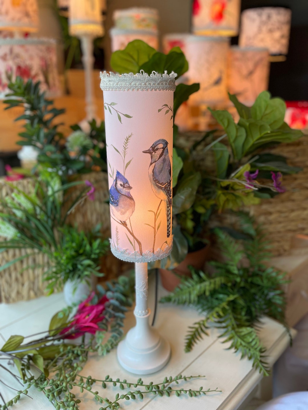 Bird Lamp Blue Jays Lamp Blue Lighting Lamp Table Lamp Bedside Lamp ...