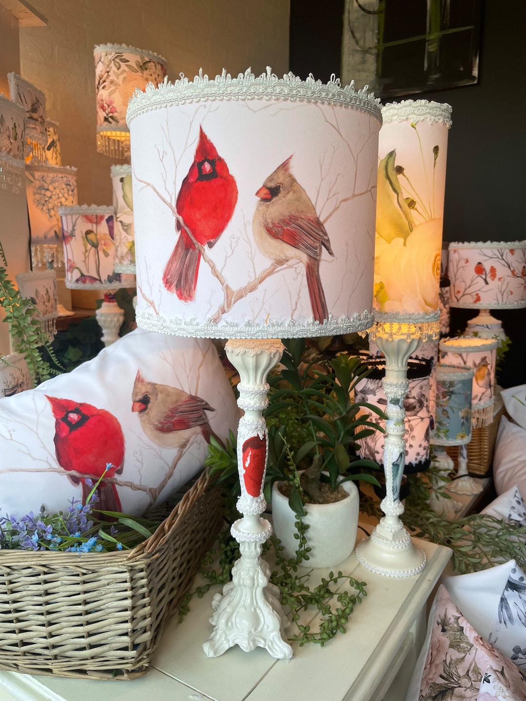 Bird Lamp Red Cardinals Birds Lamp Birds Lamp Bedside Lamp Table Lamp ...