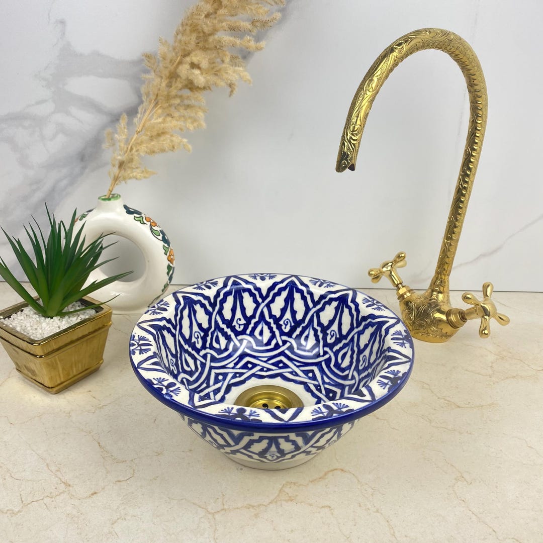 Custom Made Natural Blue Modern Bathroom Vessel Washbasin - Glazed ...