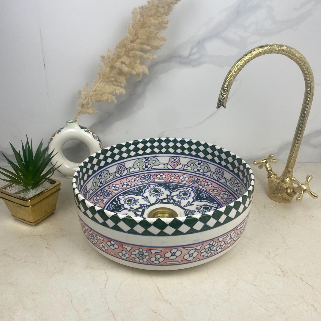 Custom With MTARAZ Mid Century Rustic Basin Sink - Ceramic Bathroom ...