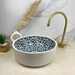Custom Made Natural Blue Modern Flower Bathroom Vessel Washbasin ...