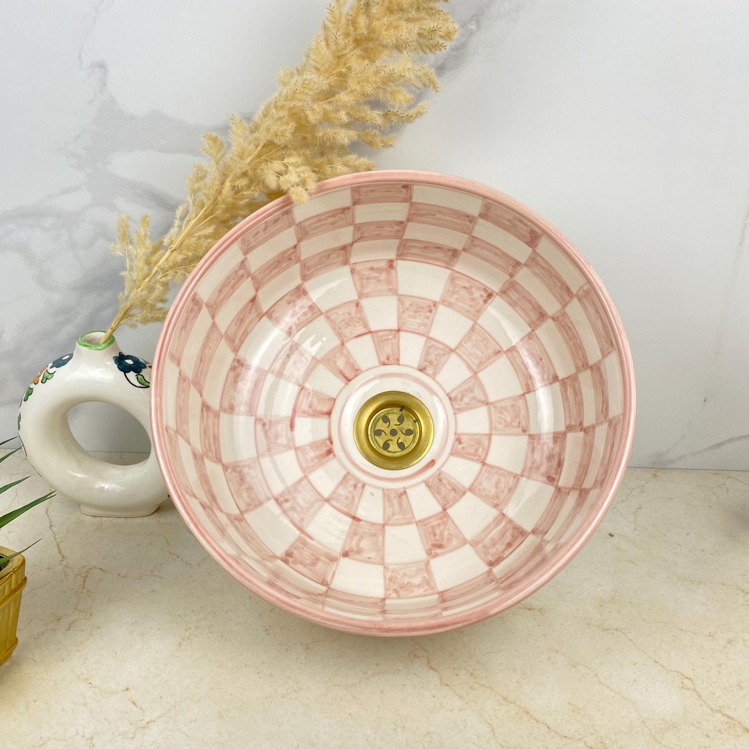 Pink Ceramic Sink -round Bathroom Vessel Sink Vanity - Handmade Ceramic ...