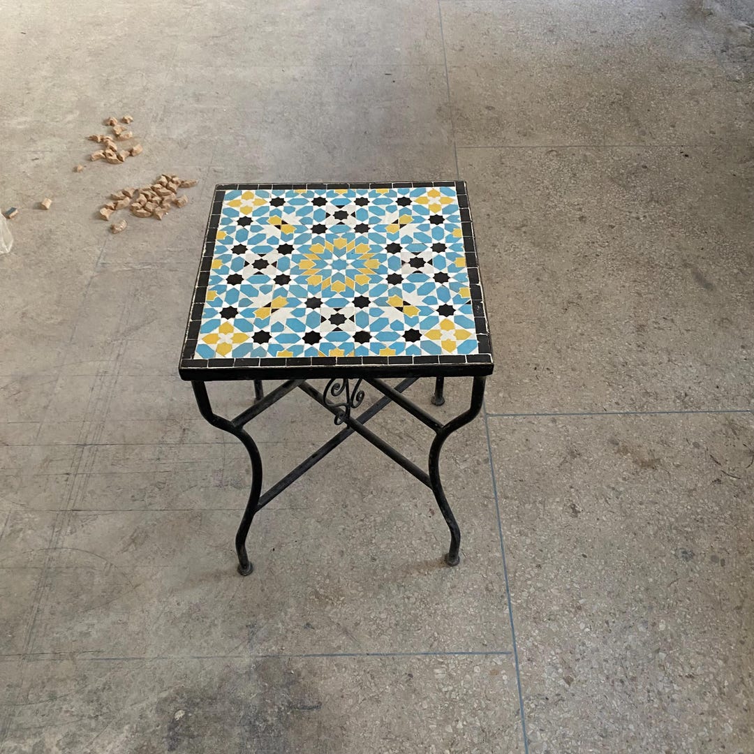 Handmade Moroccan Mosaic Table: Blue Tile Patio Side Table - Etsy