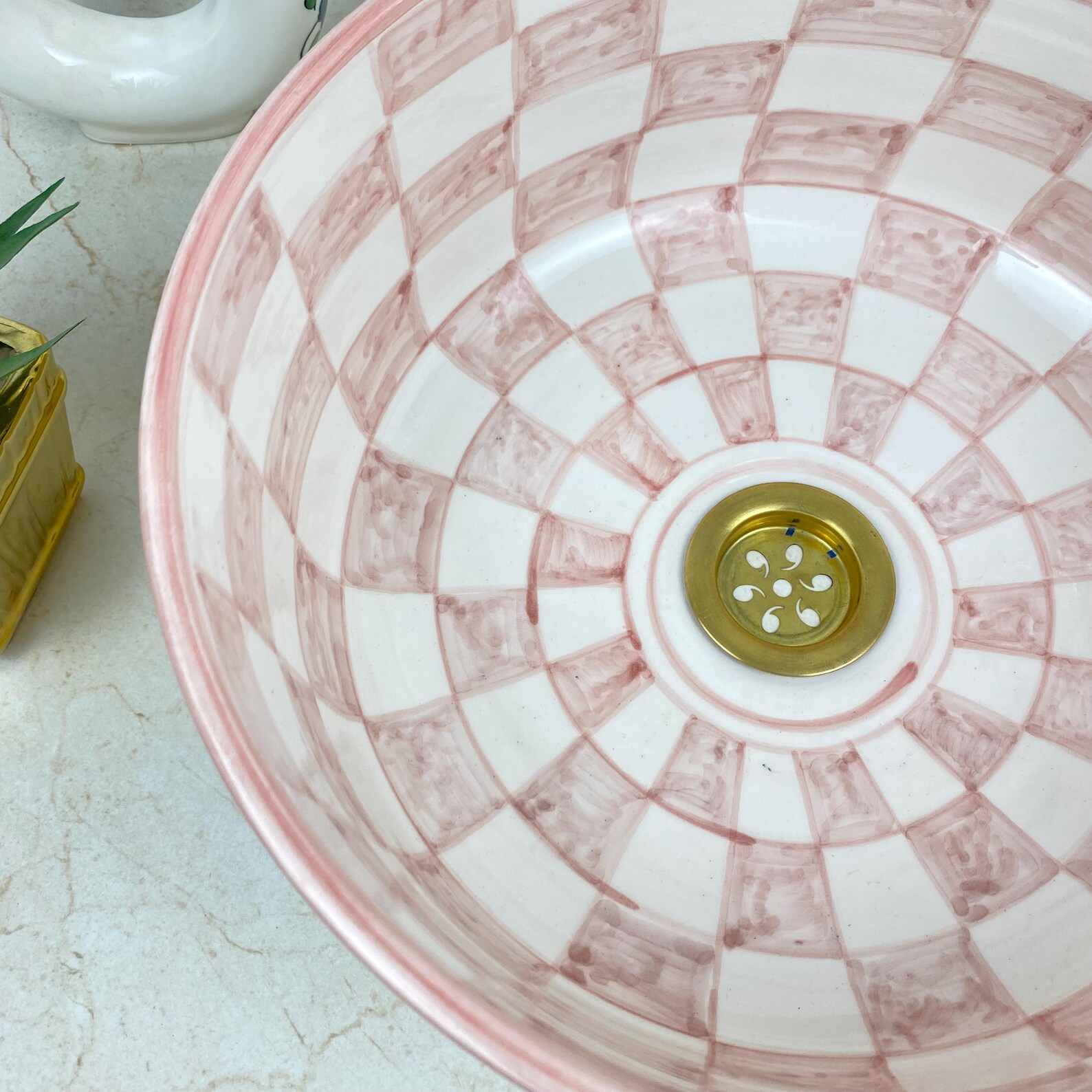 Pink Ceramic Sink round Bathroom Vessel Sink Vanity Handmade Ceramic ...