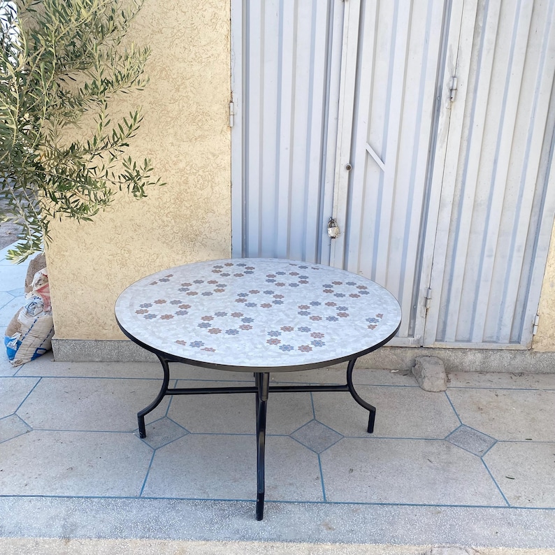 Moroccan Zellige Mosaic Side Table – Handmade MZEWAK Tile Table – Round ...