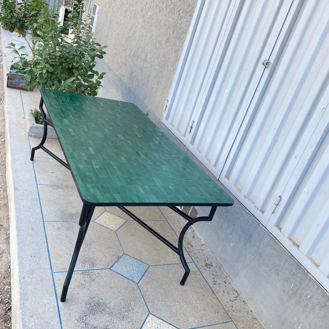 Handmade Emerald Green Moroccan Mosaic Table: Indoor/outdoor Garden ...