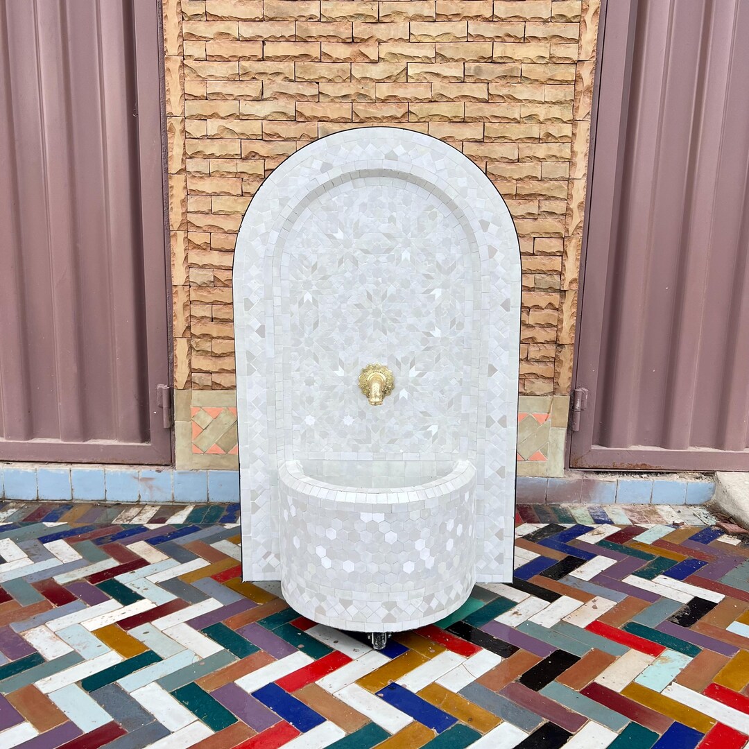 Handmade Moroccan Zellige Mosaic Fountain: Garden Water Feature - Etsy