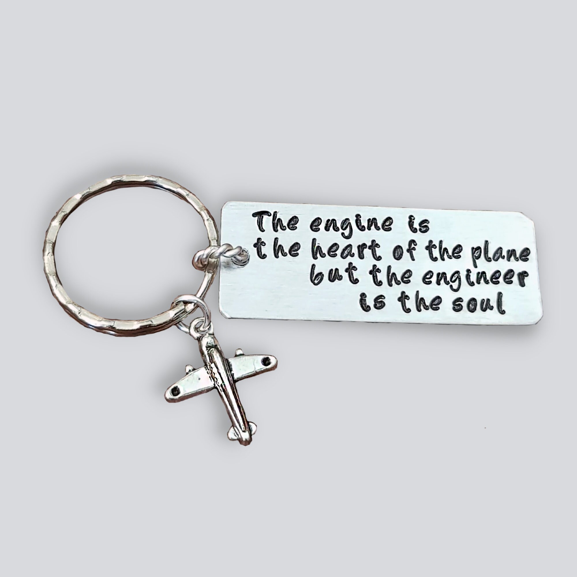 Airplane Engineer Custom Keychain Personalized Handmstamped Keyring ...