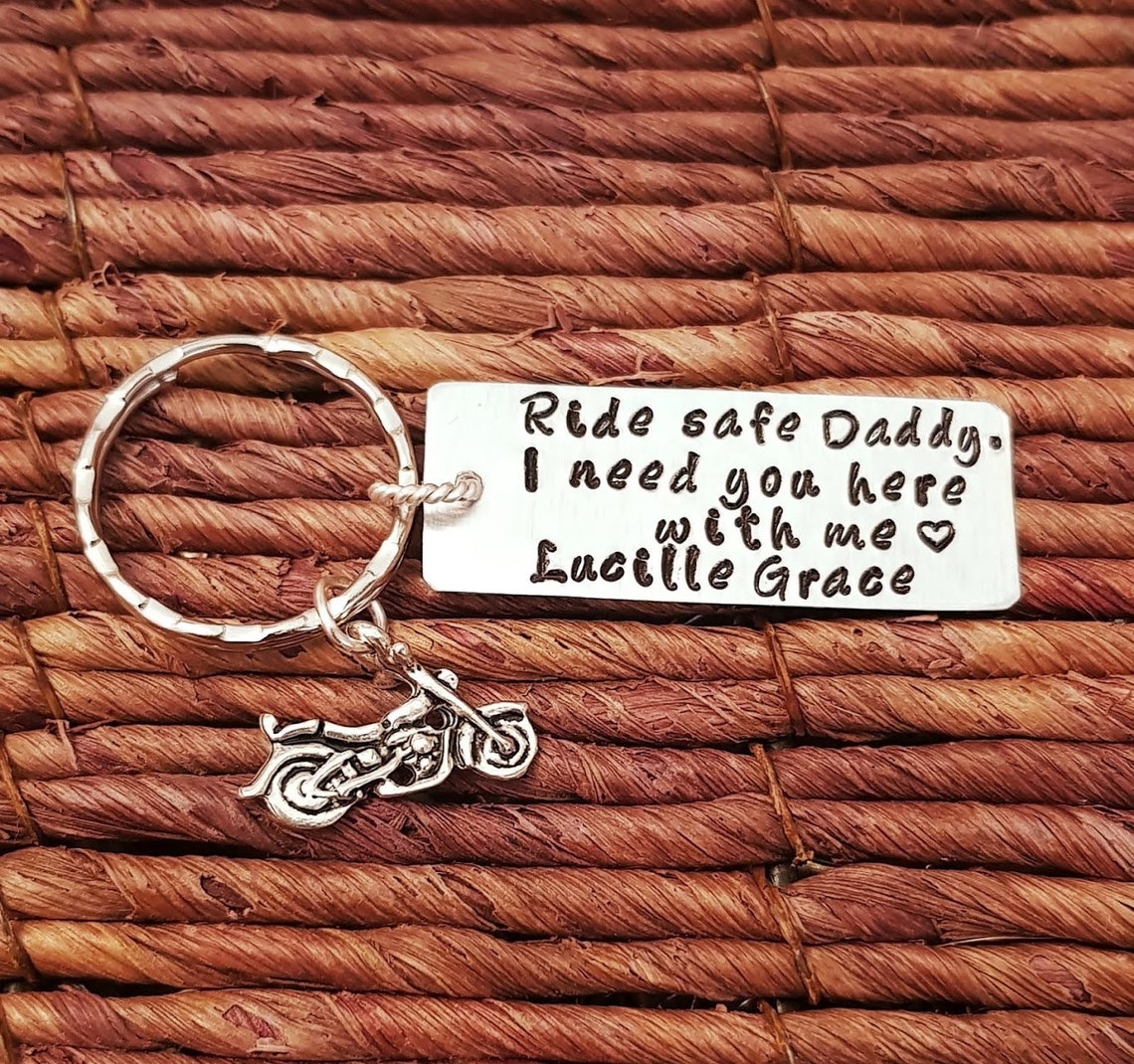 Personalized Keychain, Ride Safe, Motorcycle Key Ring, Aluminum ...