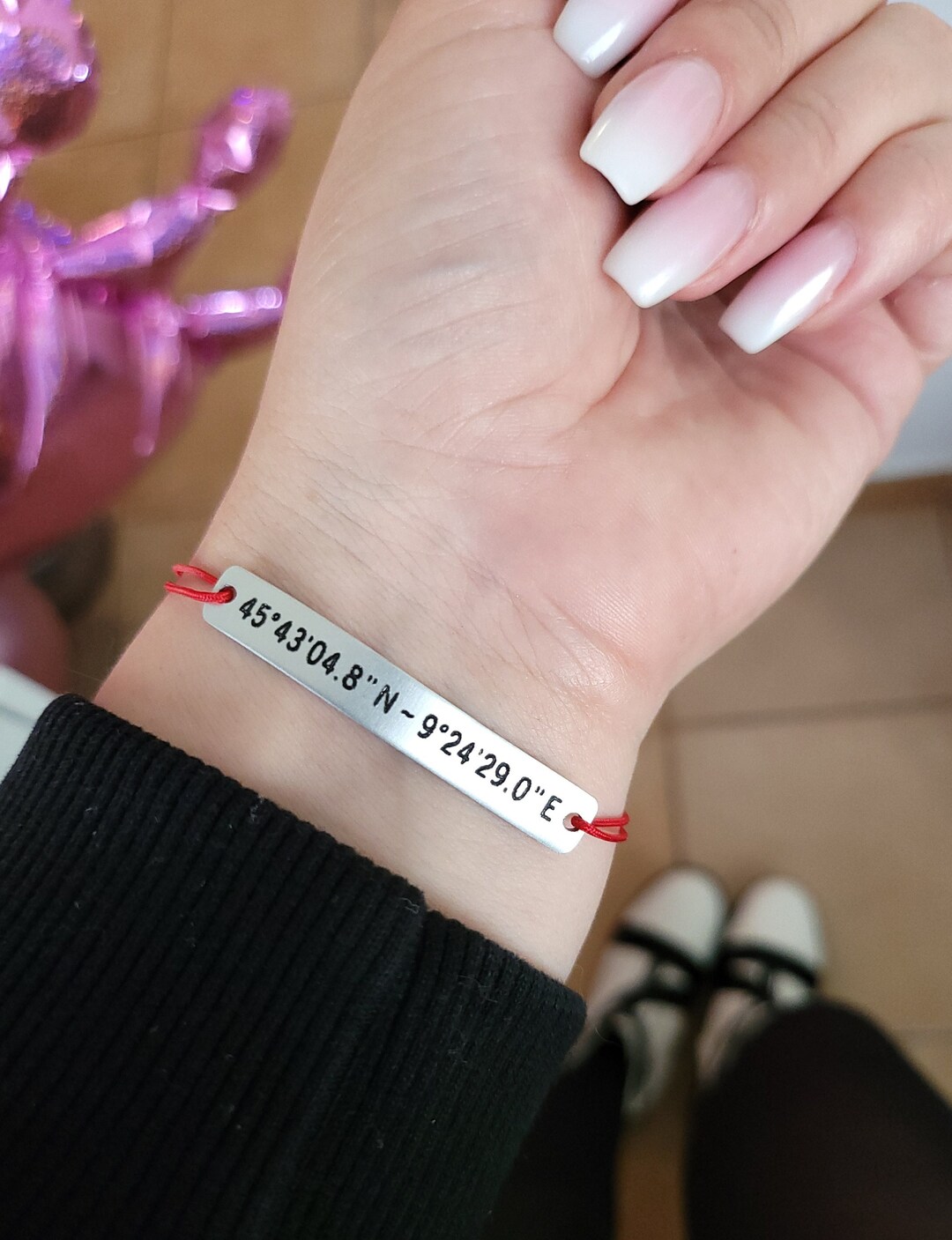 Personalized GPS Coordinates Bracelet, Latitude Longitude Engraved ...