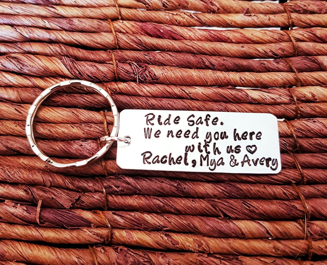 Personalized Keychain, Ride Safe, Motorcycle Key Ring, Aluminum ...