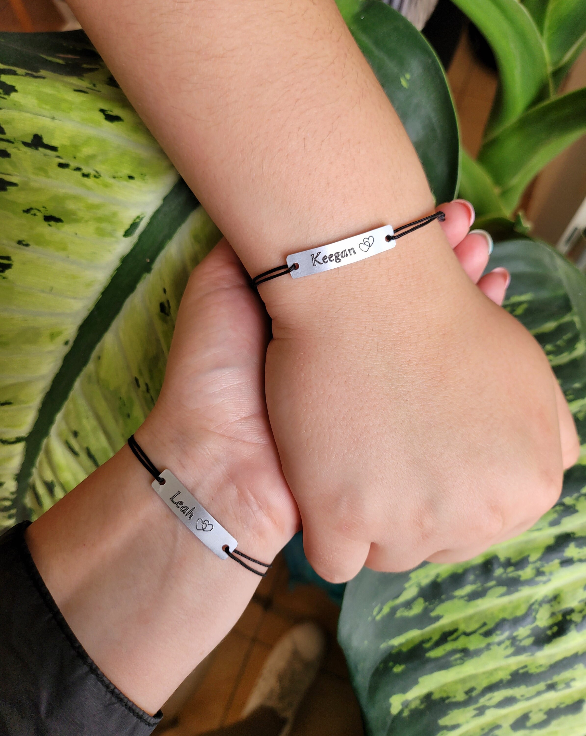 Personalized Couple Bracelets Custom Engraved Name Bracelets | Etsy