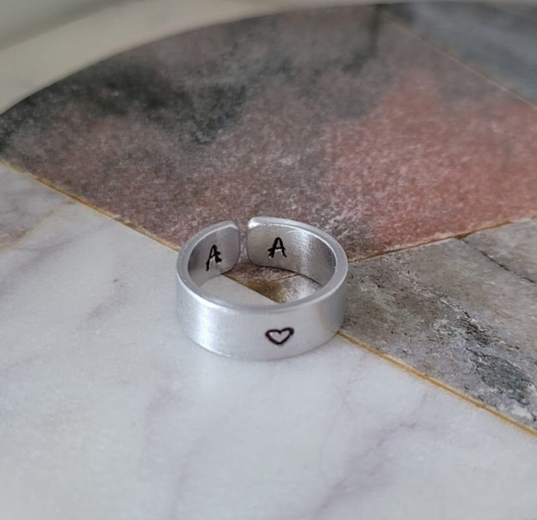 Couple Ring, Cuff Ring, Engraved Ring, Monogram, Aluminum Band ...