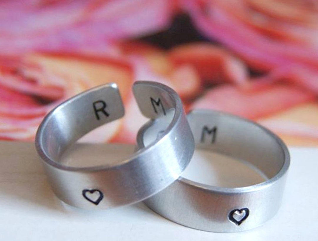 Couples Cuff Rings, Set of 2 Custom Engraved Rings for Couples ...