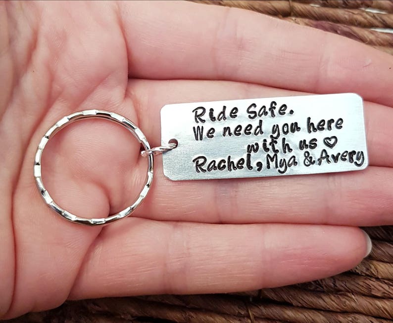 Personalized Keychain, Ride Safe, Motorcycle Key Ring, Aluminum ...