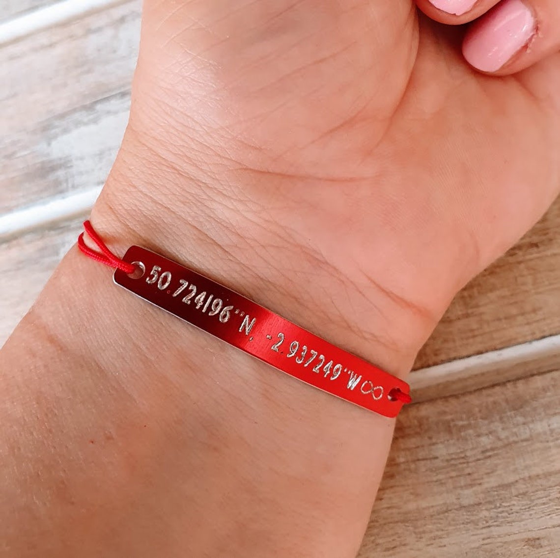 Set of 2 Personalized GPS Coordinates Bracelets Engraved | Etsy