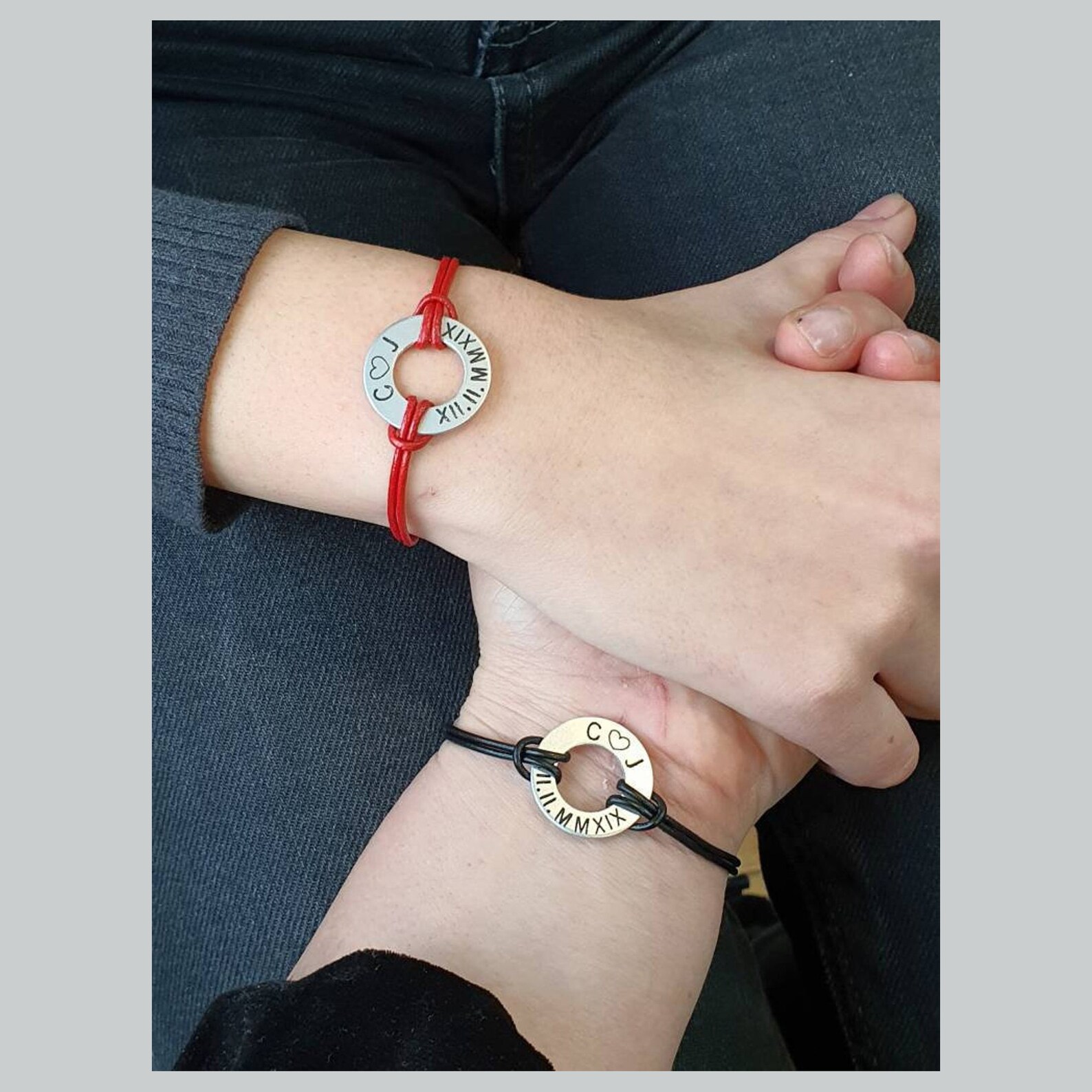 Set of 2 Personalized Engraved Couples Bracelets Date Leather | Etsy