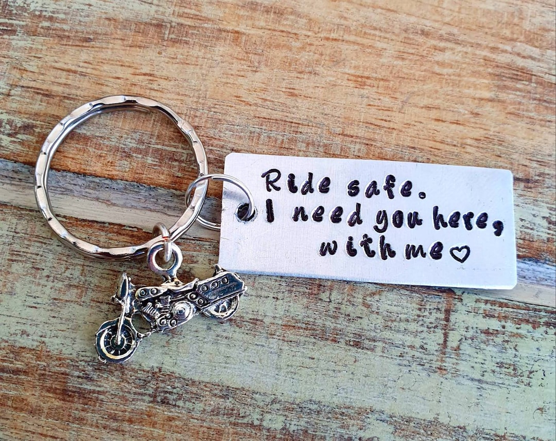 Personalized Keychain, Drive Safe, Ride Safe, Motorcycle Charm ...