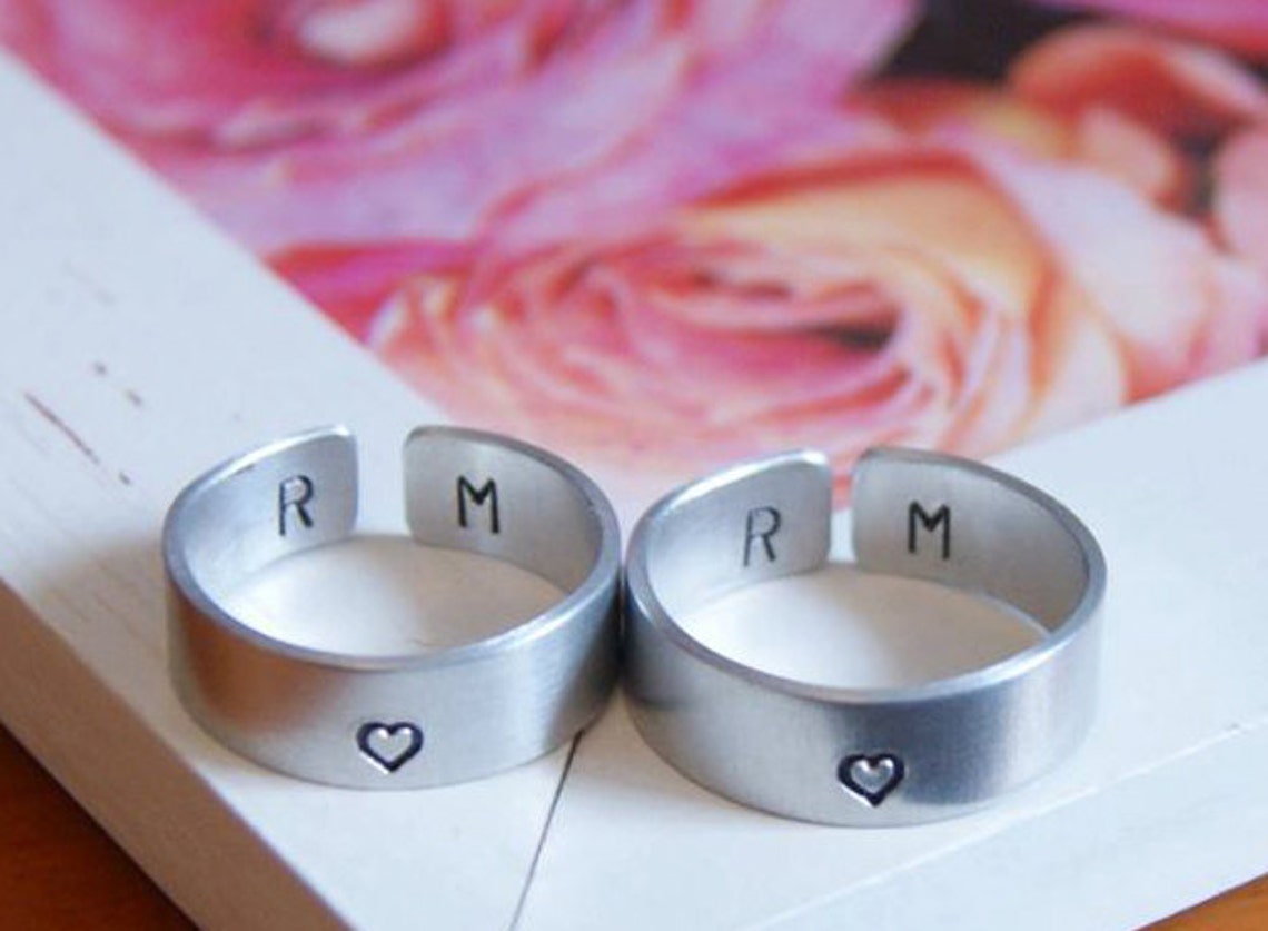 Couple Ring Cuff Ring Engraved Ring Monogram Aluminum | Etsy
